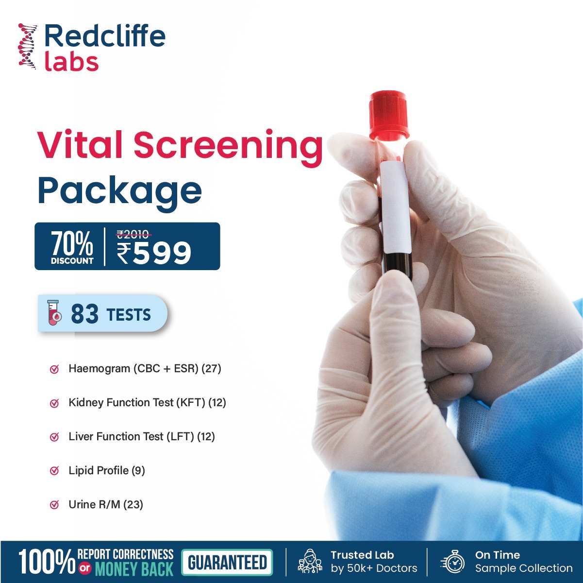Vital Screening Package in Pinjore @ 599 - Redcliffe Labs